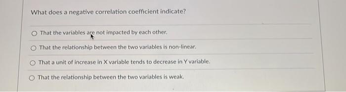 Solved What does a negative correlation coefficient | Chegg.com