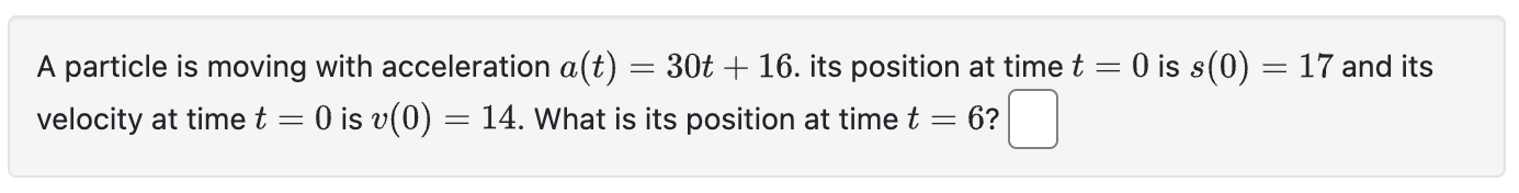 Solved A particle is moving with acceleration a(t)=30t+16. | Chegg.com
