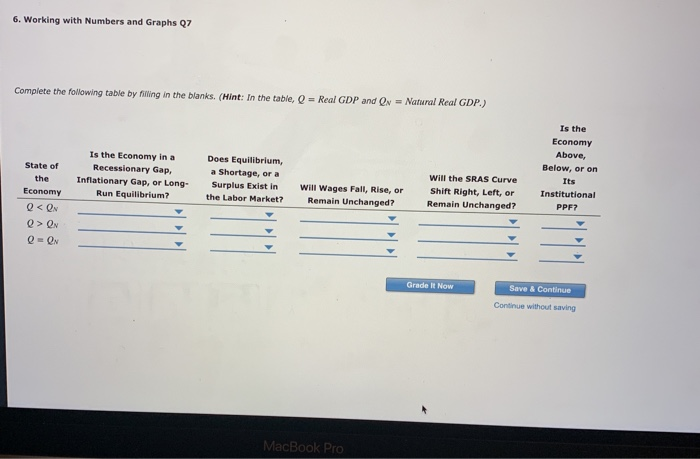 Solved 6. Working with Numbers and Graphs Q7 Complete the | Chegg.com