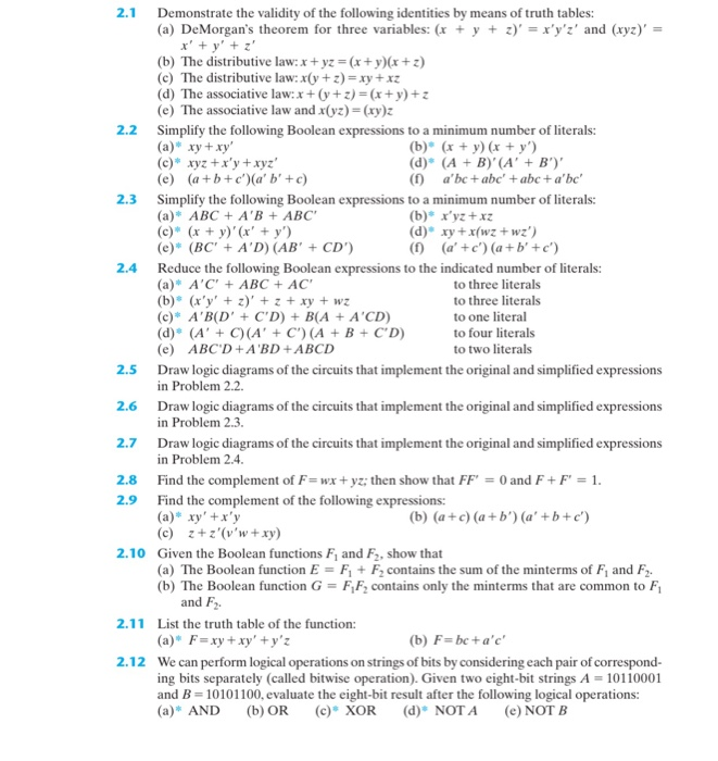 Solved 2.1 Demonstrate the validity of the following | Chegg.com