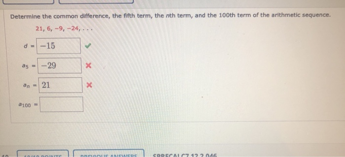 Solved Determine the common difference, the fifth term, the | Chegg.com