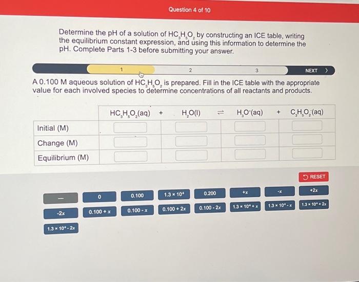 Solved Determine the pH of a solution of HC3H5O2 by | Chegg.com