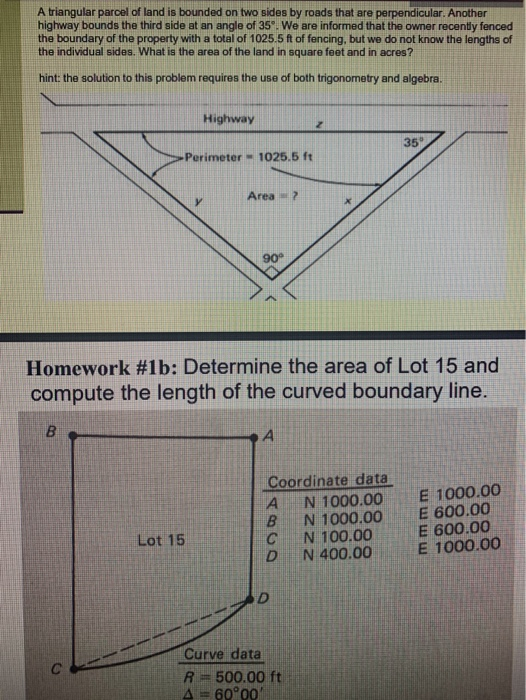 Solved A triangular parcel of land is bounded on two sides | Chegg.com