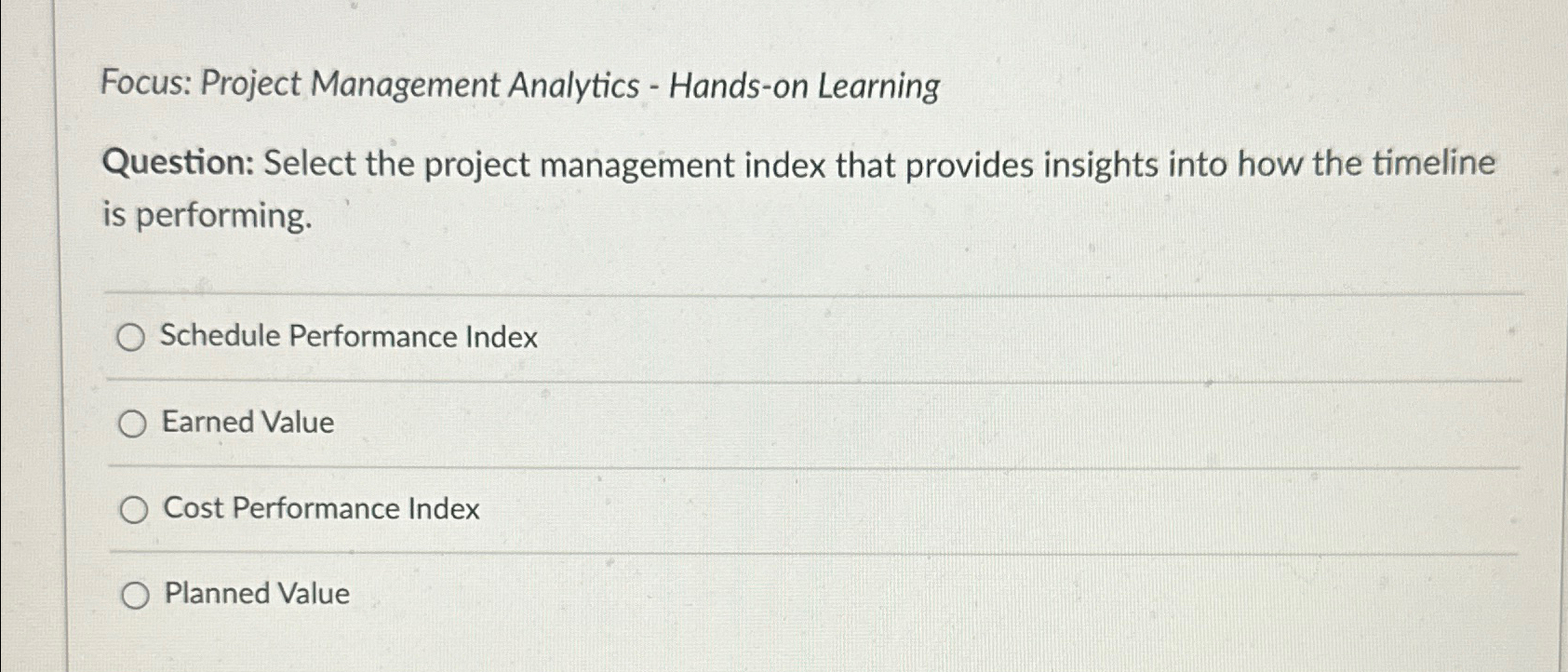 Solved Focus: Project Management Analytics - ﻿Hands-on | Chegg.com