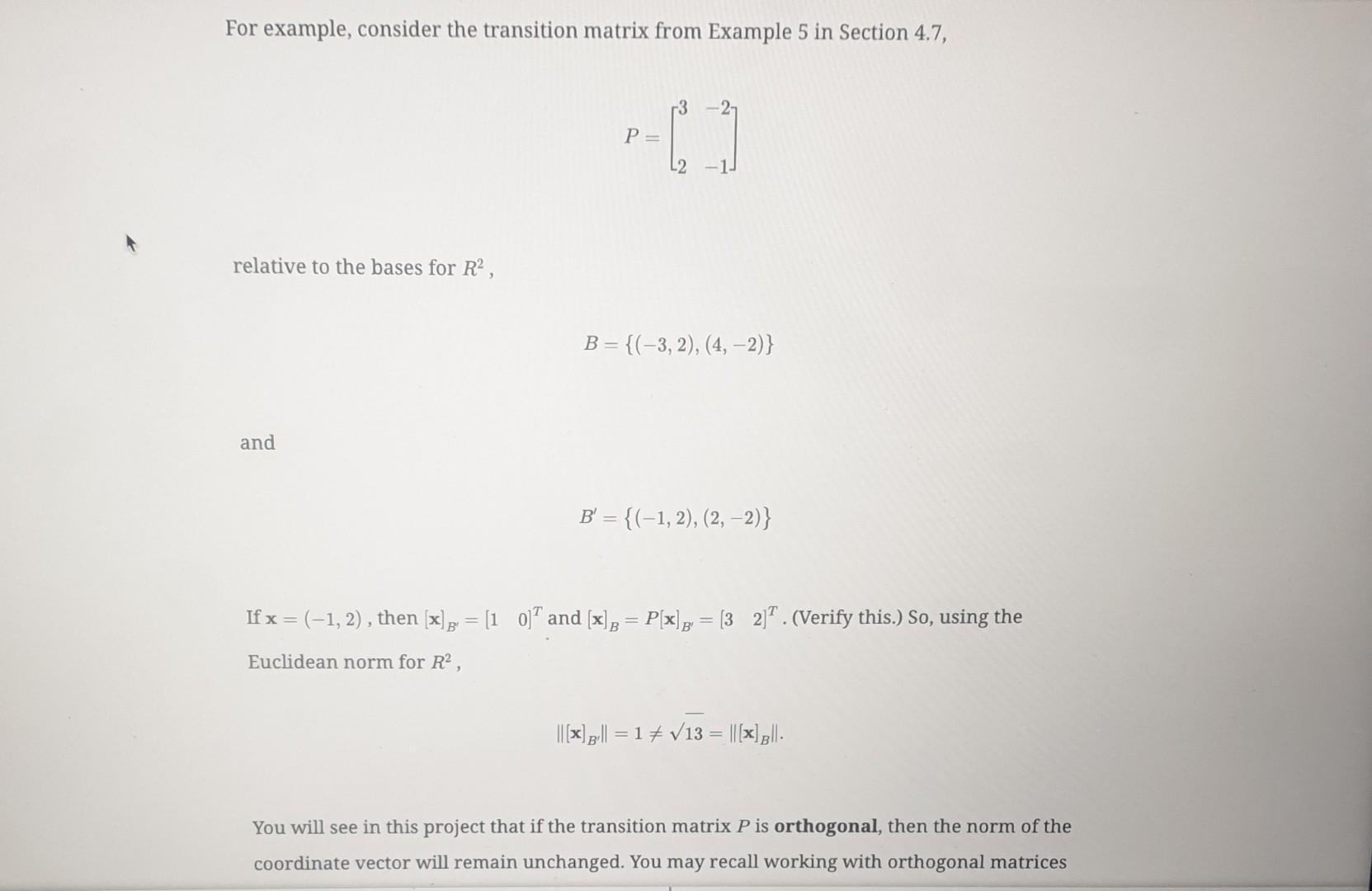 Solved 2. Orthogonal Matrices and Change of Basis Let | Chegg.com