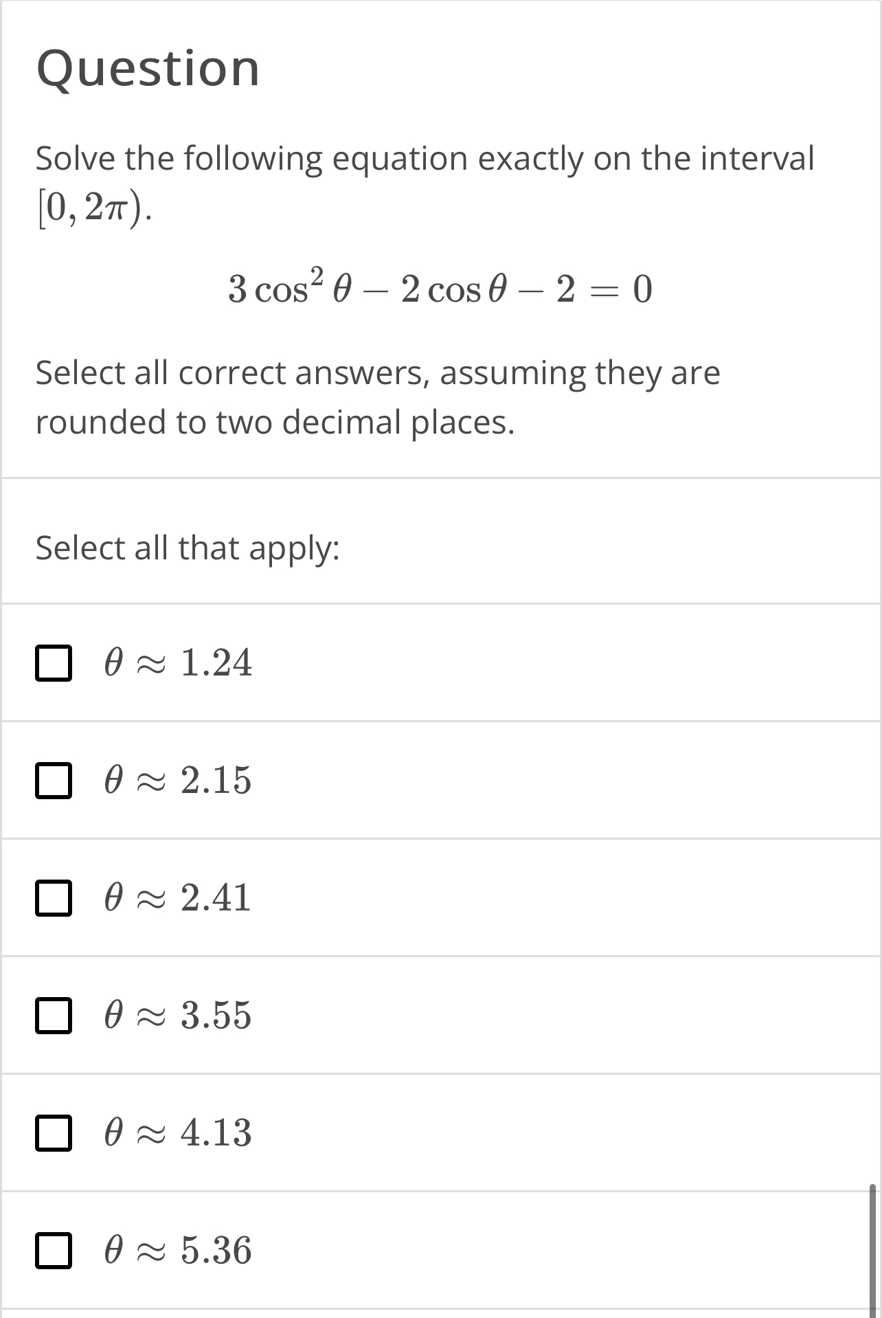 Solved QuestionSolve the following equation exactly on the | Chegg.com