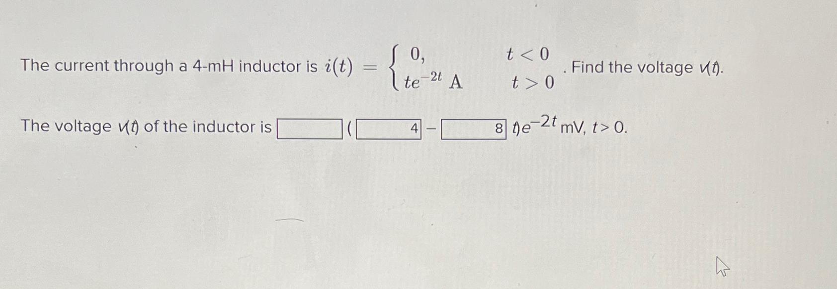 Solved The current through a 4-mH inductor is | Chegg.com