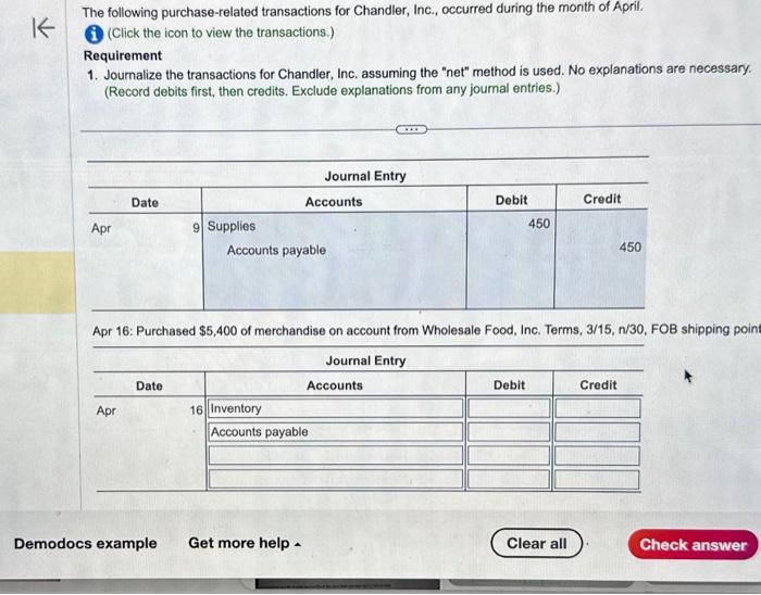 Solved The following purchase-related transactions for | Chegg.com