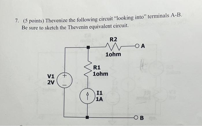 Solved 7. (5 points) Thevenize the following circuit | Chegg.com