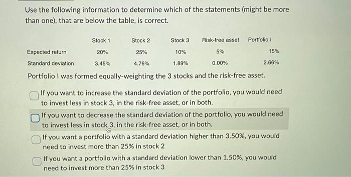 Solved Use the following information to determine which of | Chegg.com