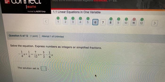 Solved CO |MATH Hosted by MLEKS Corp 1.1 Linear Equations in | Chegg.com