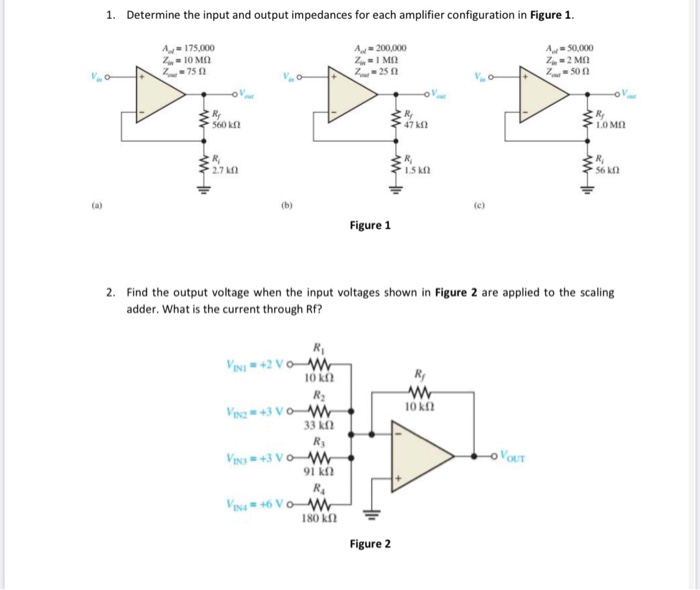 Solved 1. Determine the input and output impedances for each | Chegg.com