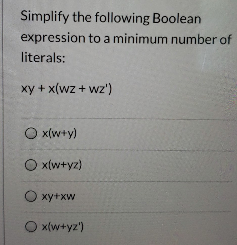 Solved Simplify The Following Boolean Expression To A 0584