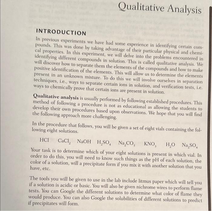 Solved Qualitative Analysis Name Date TA You will need to | Chegg.com