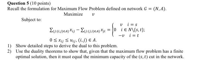 Question 5 ( 10 points) Recall the formulation for | Chegg.com