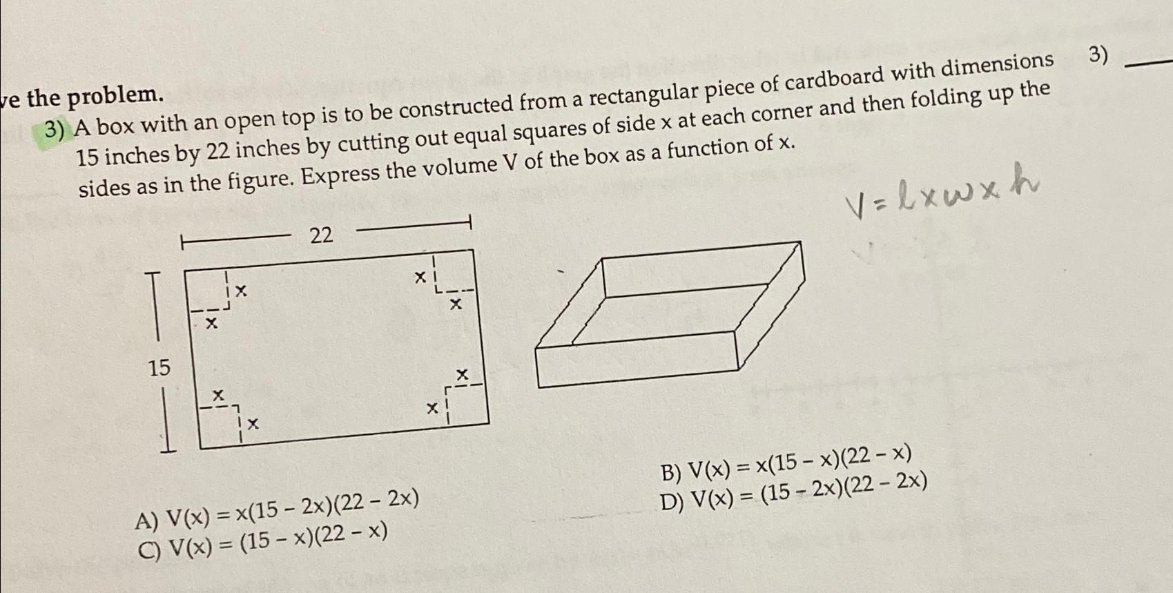 Solved ve the problem.A box with an open top is to be | Chegg.com