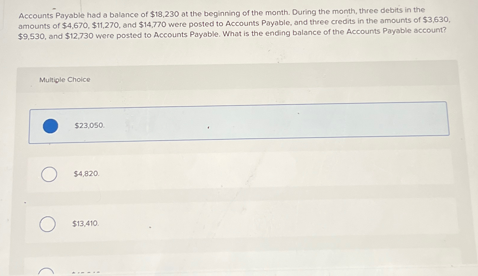 Solved Accounts Payable had a balance of $18,230 ﻿at the | Chegg.com