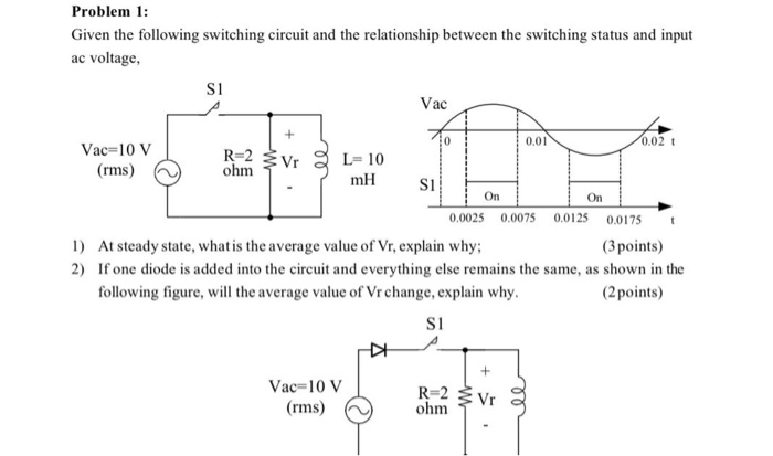 Solved Problem 1: Given the following switching circuit and | Chegg.com