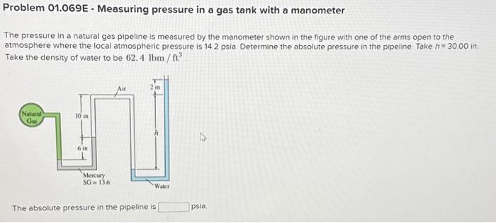 Solved Problem 01.069E- Measuring pressure in a gas tank | Chegg.com