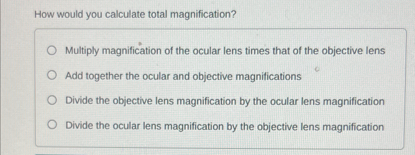 Solved How would you calculate total magnification?Multiply | Chegg.com