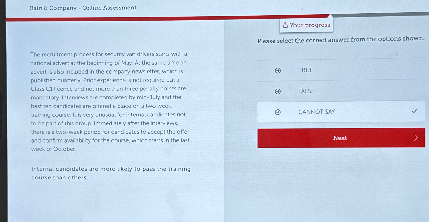 Solved Bain & Company - ﻿Online Assessment ̊ ﻿Your | Chegg.com