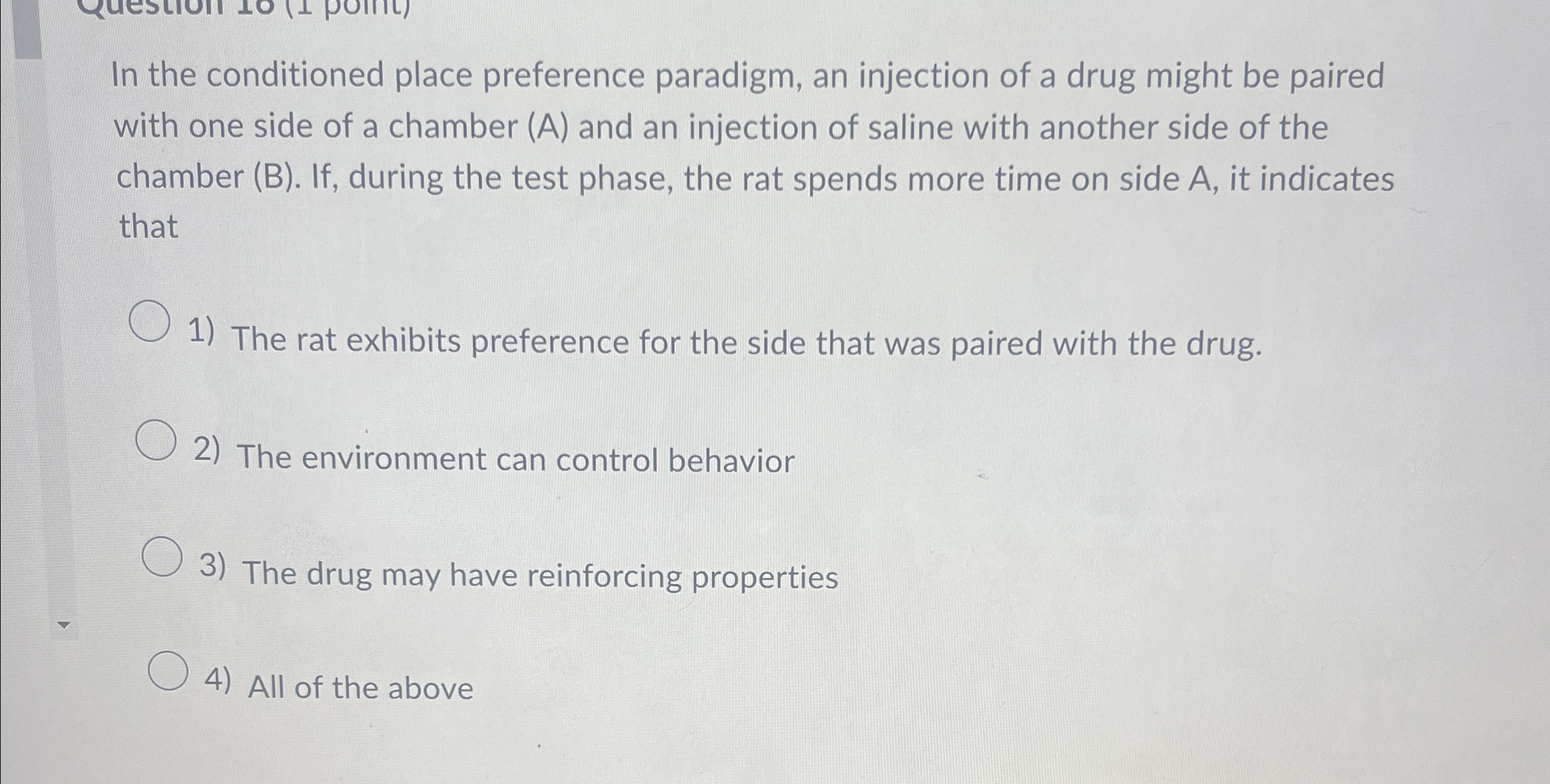 Solved In the conditioned place preference paradigm, an | Chegg.com