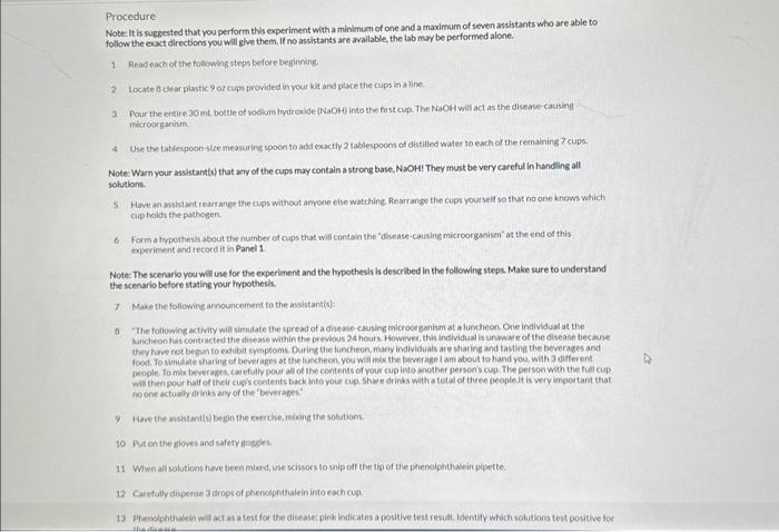 Experiment 2Procedure Note: It is sugested that you | Chegg.com