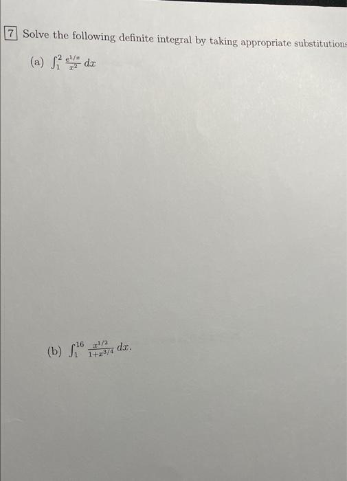 Solved Solve the following definite integral by taking | Chegg.com