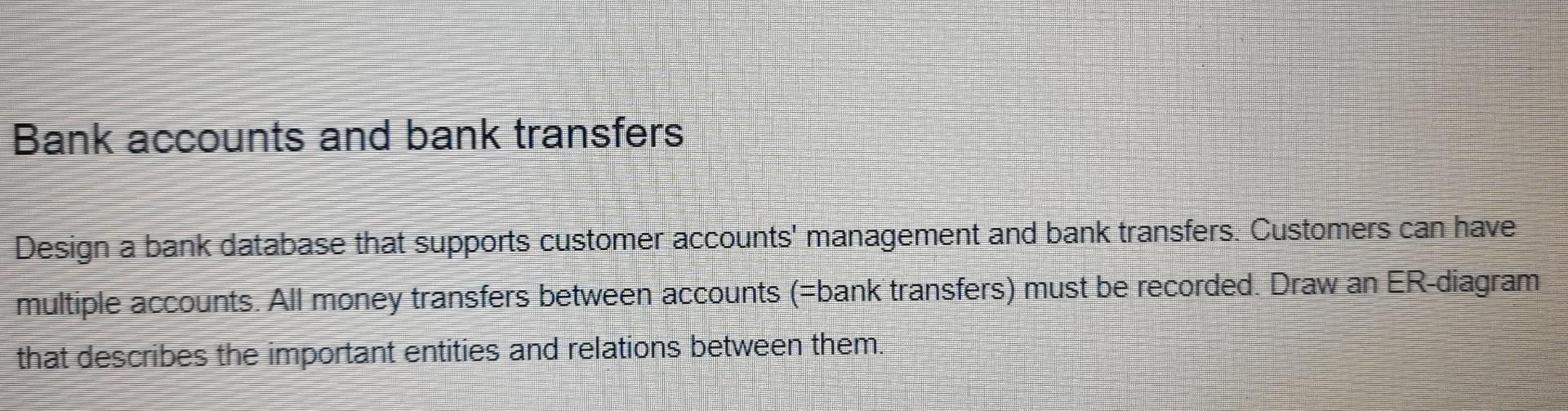 Solved Bank accounts and bank transfers Design a bank | Chegg.com