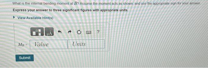 What is the internal bending moment at B ? Assume the | Chegg.com