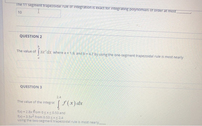 Solved The 11 segment trapezoidal rule of integration is | Chegg.com
