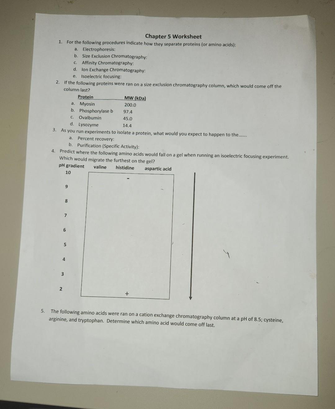 Solved Chapter 5 Worksheet 1. For the following procedures | Chegg.com