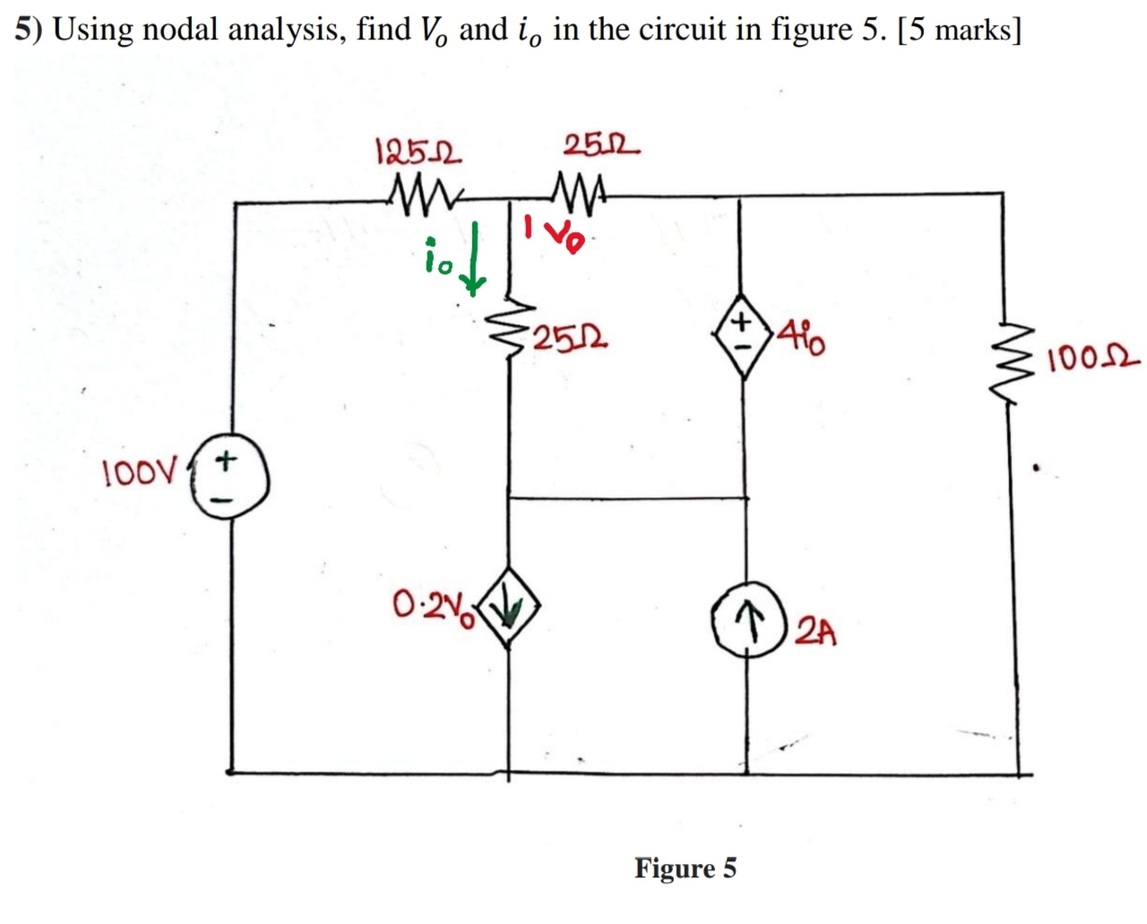 Solved Using nodal analysis, find Vo ﻿and io ﻿in the circuit | Chegg.com