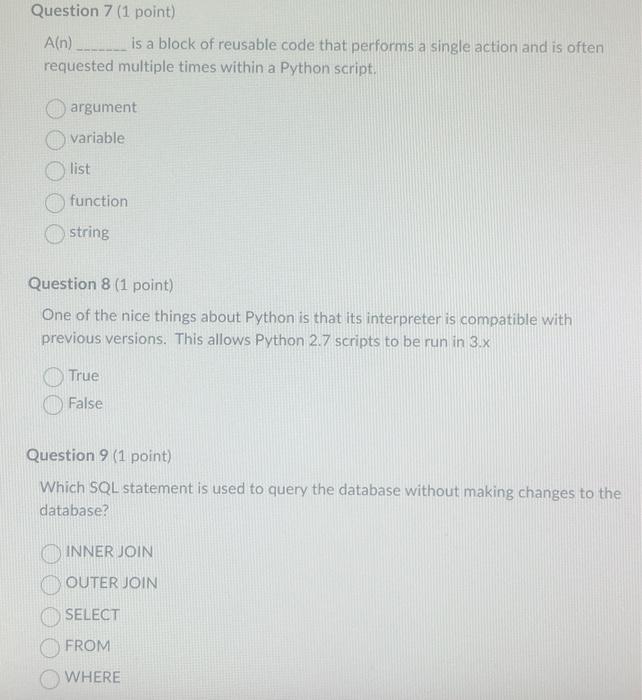 Solved A(n) is a block of reusable code that performs a | Chegg.com