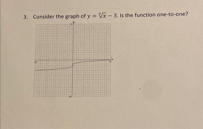Solved 3. Consider the graph of y=3x−3. Is the function | Chegg.com
