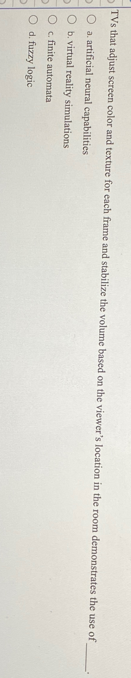 Solved TVs that adjust screen color and texture for each | Chegg.com