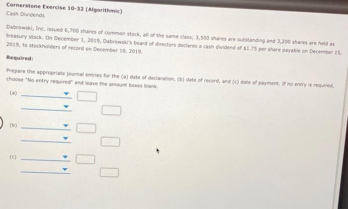 Solved Cornerstone Exercise 10-32 (Algorithmic) Cash | Chegg.com