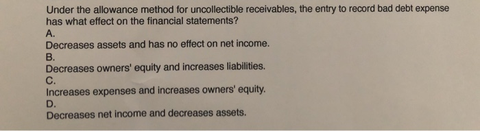 Solved Under the allowance method for uncollectible | Chegg.com