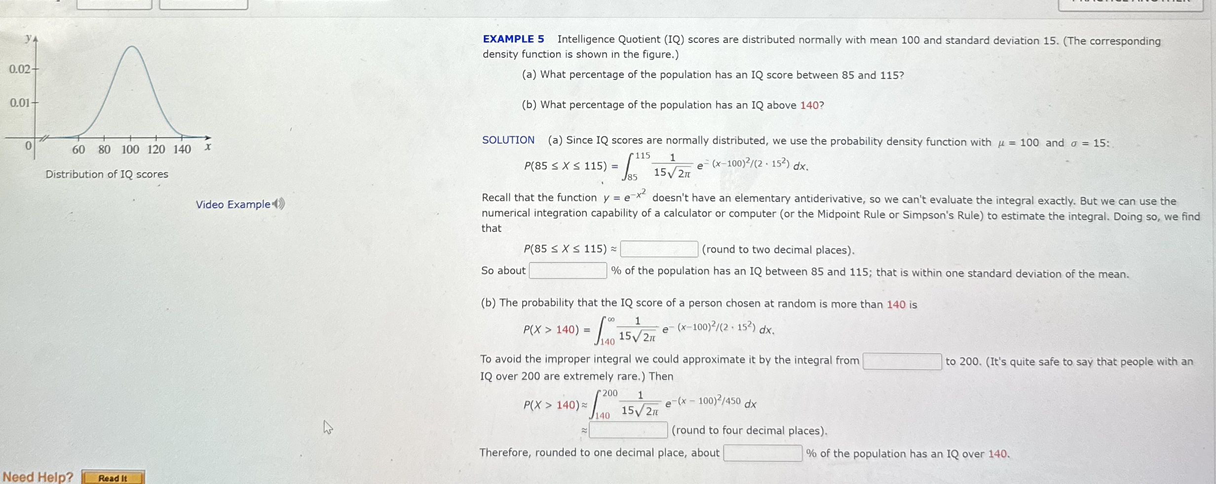 Solved EXAMPLE 5 ﻿Intelligence Quotient (IQ) ﻿scores are | Chegg.com