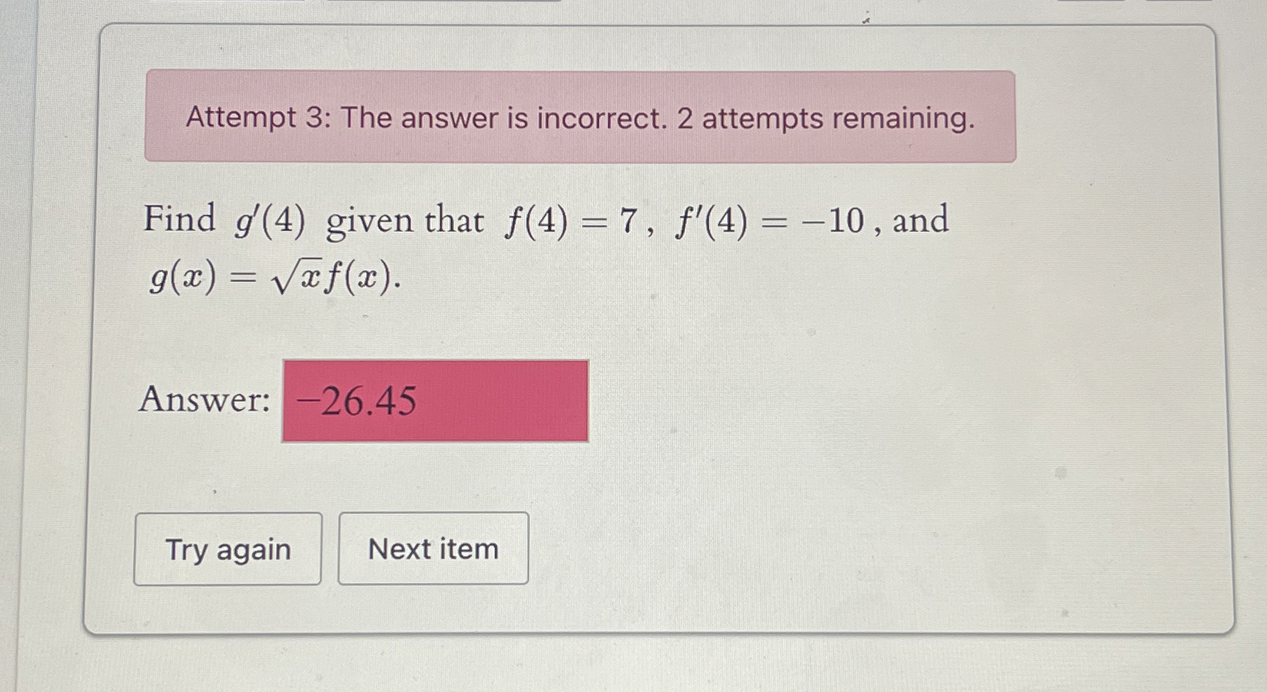 Solved Attempt 3: The answer is incorrect. 2 ﻿attempts | Chegg.com