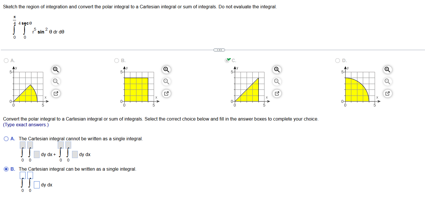 Solved Sketch the region of integration and convert the | Chegg.com