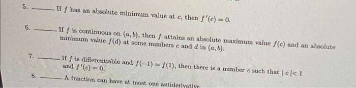 Solved 5. If f has an absolute minimum value at c, then | Chegg.com