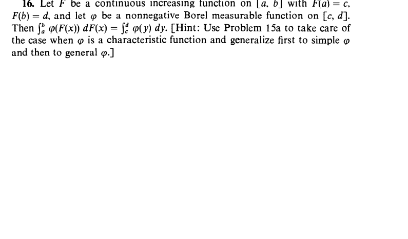 Let F ﻿be a continuous increasing function on a,b | Chegg.com