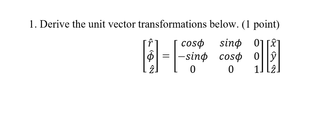 Solved Derive the unit vector transformations below. (1 | Chegg.com