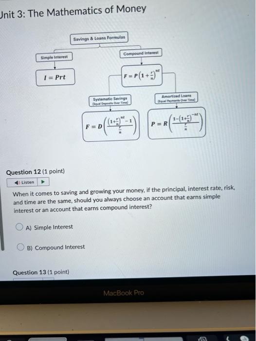 Solved Unit 3: The Mathematics of Money Question 12 (1 | Chegg.com