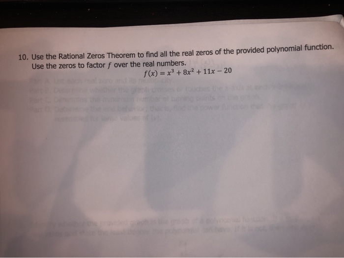 Solved 10. Use the Rational Zeros Theorem to find all the | Chegg.com