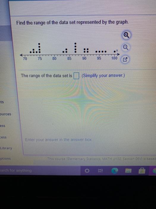 Solved Find the range of the data set represented by the | Chegg.com