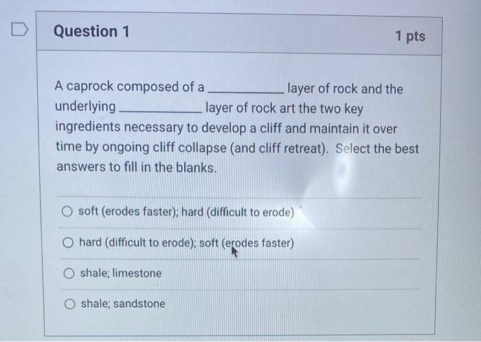 Solved A caprock composed of a layer of rock and the | Chegg.com