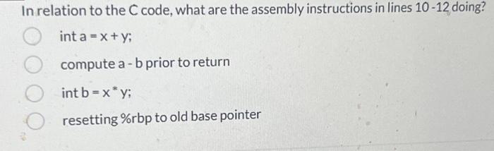 Solved Consider the following short C program, and the | Chegg.com