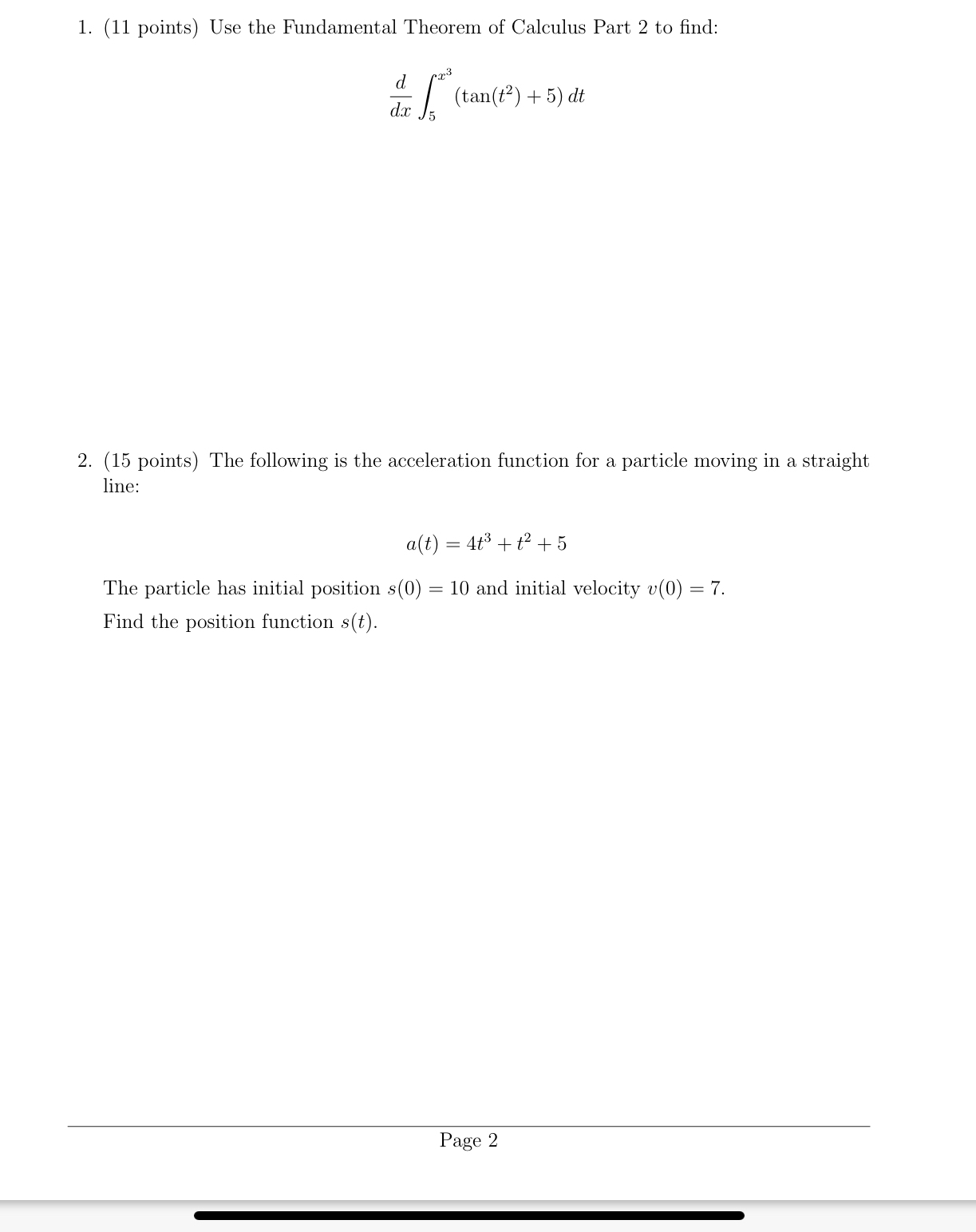 Solved (11 ﻿points) ﻿Use the Fundamental Theorem of Calculus | Chegg.com